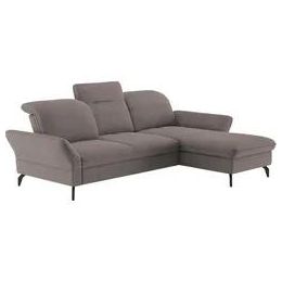 Sit & More Ecksofa SIT & MORE "Leandro L-Form" Sofas Gr. B/H/T: 267cm x 88cm x 200cm, Struktur weich, Recamiere rechts, mit Sitztiefenverstellung-mit Kopfteilverstellung-mit Armlehnfunktion-mit Bettfunktion-mit Bettkasten, grau (taupe) Wahlweise mit Bett-, Kopfteil - und Armlehnfunktion, sowie Bettkasten