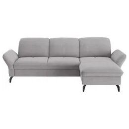 Sit & More Ecksofa SIT & MORE "Leandro L-Form" Sofas Gr. B/H/T: 267cm x 88cm x 200cm, Struktur weich, Recamiere rechts, mit Sitztiefenverstellung-ohne Kopfteilverstellung-ohne Armlehnfunktion-ohne Bettfunktion-ohne Bettkasten, silberfarben (silber) Wahlweise mit Bett-, Kopfteil - und Armlehnfunktion, sowie Bettkasten