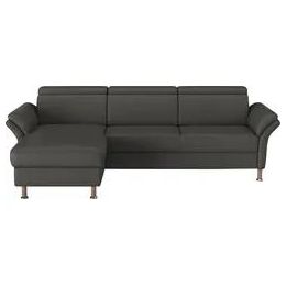 Ecksofa Home Affaire "Calypso L-Form" Sofas Gr. B/H/T: 260cm x 85cm x 172cm, Luxus-Microfaser, Recamiere links, mit Kopfteilverstellung-mit Armteilfunktion-ohne Bettfunktion-ohne Bettkasten-ohne Relaxfunktion im Sofa 2,5- Sitzer-ohne Relaxfunktion in der Recamiere, grau (anthrazit) mit motorischen Funktionen im Sofa und Recamiere