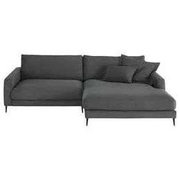 Ecksofa Inosign "Downtown, B/T/H: 272/190/84 cm L-Form" Sofas Gr. B/H/T: 272cm x 84cm x 190cm, Feincord, Recamiere rechts, grau (anthrazit) weicher Sitzkomfort auch in Cord und Bouclé, incl. Zierkissen