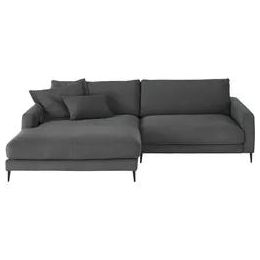 Ecksofa Inosign "Downtown, B/T/H: 272/190/84 cm L-Form" Sofas Gr. B/H/T: 272cm x 84cm x 190cm, Feincord, Recamiere links, grau (anthrazit) weicher Sitzkomfort auch in Cord und Bouclé, incl. Zierkissen