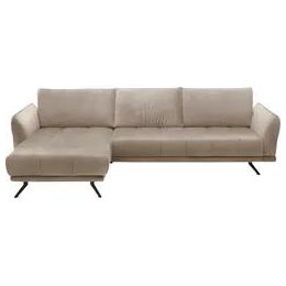 Ecksofa DIE PLANBAR "MP-IN20041 L-Form" Sofas Gr. B/H/T: 285cm x 84cm x 178cm, Velours, Ottomane links, ohne Funktion, grau (smoke) optional Sitztiefenverstellung und Kopfstützen