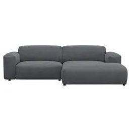 Ecksofa FLEXLUX "Lucera Chaislongue rechts oder links" Sofas Gr. B/H/T: 257cm x 73cm x 171cm, Lederoptik, Chaiselongue rechts, grau (elephant grey) modern & anschmiegsam, Kaltschaum, Stahl-Wellenunterfederung