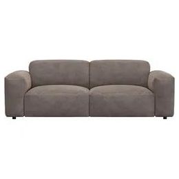 2,5-Sitzer FLEXLUX "Lucera Sofa, super bequem durch hochwertigen Sitzaufbau mit Kaltschaum" Sofas Gr. B/H/T: 219cm x 73cm x 102cm, Struktur, braun (taupe braun) modern & anschmiegsam, Designsofa