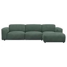 Ecksofa FLEXLUX "Lucera bequem und komfortabel durch hochwertigen Sitzaufbau, L.Form" Sofas Gr. B/H/T: 284cm x 73cm x 171cm, Struktur, Chaiselongue rechts, grün (dusty green) modern & anschmiegsam, Kaltschaum, Stahl-Wellenunterfederung