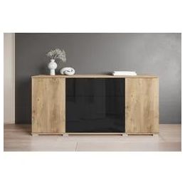 Sideboard Inosign "Kenia" Sideboards Gr. B/H/T: 150 cm x 67,9 cm x 39,5 cm, braun (kastanien breslau, schwarz hgl) Modernes Sideboard mit 3 Schubladen und 4 Fächern, Breite 150 cm