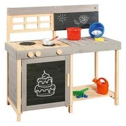 Spielküche Pinolino "Matschküche Fritz" Spielküchen braun (holzfarben/grau) Kinder BxTxH: 134x43x90 cm