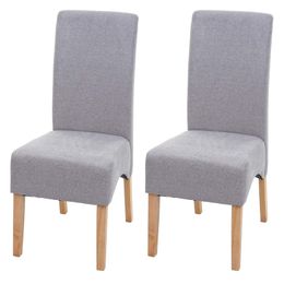 MCW 2er-Set Esszimmerstuhl Crotone, K&uuml;chenstuhl Stuhl, Stoff/Textil MVG-zertifiziert ~ hellgrau, helle Beine