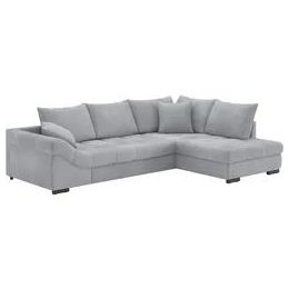 Ecksofa Inosign "Allegro, L-Form" Sofas Gr. B/H/T: 303cm x 86cm x 202cm, Microfaser, Ottomane rechts, grau (memphis 45 grau) mit Hochschläfer-Bettauszug, wahlweise Kaltschaum