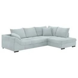 Ecksofa Inosign "Allegro, L-Form" Sofas Gr. B/H/T: 303cm x 86cm x 202cm, Soft clean, Ottomane rechts, grau (novaclean avanti 3 silber) mit Hochschläfer-Bettauszug, wahlweise Kaltschaum