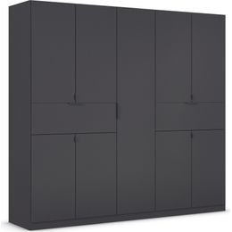 Drehtürenschrank Rauch "Kleiderschrank Schrank Garderobe Wäscheschrank TICAO mit 2 Schubladen" Schränke Gr. B/H/T: 226 cm x 210 cm x 54 cm, 9 St., grau (graumetallic) die in der Höhe variabel positioniert werden können MADE IN GERMANY