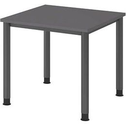 Hammerbacher HS08 höhenverstellbarer Schreibtisch grafit quadratisch, 4-Fuß-Gestell grau 80,0 x 80,0 cm