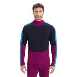 Icebreaker Merino 200 Sonebula Langarmshirt mit hohem Kragen - Mann - Go Berry/midnight Navy - Größe XL