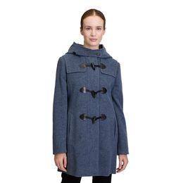 Outdoorjacke Gil Bret "Gil Bret Dufflecoat mit Kapuze", Damen, Gr. 44, blau (marineblaus), Obermaterial: 75% Wolle, 20% Polyamid, 5% Kaschmir. Besatz: 40% Polyacryl, 30% Polyester, 25% Wolle, 5% Diverse Faserarten. Futter: 100% Polyester., modisch, tailliert, Jacken