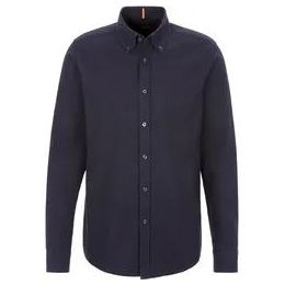 Flanellhemd BOSS ORANGE "Rickert_M" Gr. L, N-Gr, blau (dark blue404) Herren Hemden mit Button-down-Kragen