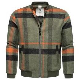 Outdoorjacke Ragwear "Merrbo Check" Gr. S (48), grün (olivgrün) Herren Jacken Warme Übergangsjacke mit Rippkragen