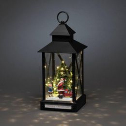 LED-Dekolaterne Weihnachtsmann schwarz IP44 32cm