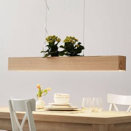 Searchlight LED-Pendelleuchte Ash mit Schirm aus hellem Holz