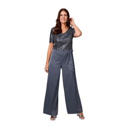 Culotte-Overall HERMANN LANGE Collection Gr. 36, N-Gr, grau (grey) Damen Overalls mit Pailletten