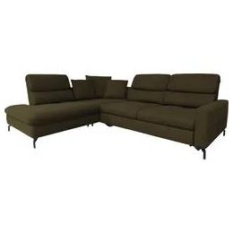 Ecksofa Alina "Louis" Sofas Gr. B/H/T: 286cm x 127cm x 228cm, Struktur fein TCM, Ottomane links, mit Bettfunktion, grau (grauoliv tcm 373) Breite 286 cm, Rückenlehnenverstellung, wahlweise mit Bettfunktion