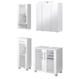 Badmöbel-Set Welltime "Jaca", weiß, Kastenmöbel-Sets, Badmöbel-Set mit hochglanz Fronten