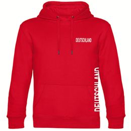 multifanshop Kapuzen Sweatshirt - Deutschland - Brust & Seite - Druck wei&szlig; - Hoodie