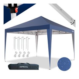24MOVE&reg; Pavillon Santos 3x3m Pop-Up UV-Schutz 50+ Wasserdicht & winterfest mit Tasche faltbar & stabil, f&uuml;r Camping & Garten Faltpavillon - Partyzelt Blaullon Faltpavillion SANTOS 3x3M Pop Up wasserdicht klappbar, blau