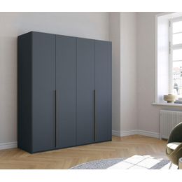 Drehtürenschrank Rauch "Skat Glamour" Schränke Gr. B/H/T: 201cm x 235cm x 63cm, 4 St., grau (graphit) goldene Griffstange und umfangreiche Innenausstattung