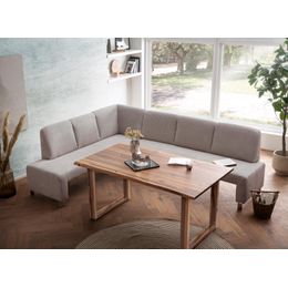 Eckbank exxpo - SOFA FASHION "Intenso, modern, wahlweise in Leder oder Textil, 264/197 cm (B/T)" Sitzbänke Gr. B/H/T: 264 cm x 91 cm x 197 cm, Cord, Ottomane links, (langer Schenkel rechts), braun (cappuccino) hohe Bodenfreiheit, frei im Raum stellbar, hoher Sitzkomfort