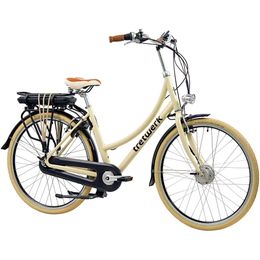 E-Bike Tretwerk "Aurora" E-Bikes Gr. 50 cm, 28 Zoll (71,12 cm), beige Pedelec, Elektrofahrrad für Damen u. Herren, Cityrad