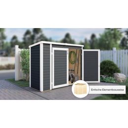 Mülltonnenbox Konifera "Gartenschrank Multi 3", grau (anthrazit), B:200cm H:163cm T:82cm, Holz, Aufbewahrungsboxen, aus Fichte, BxTxH: 200x82x163 cm