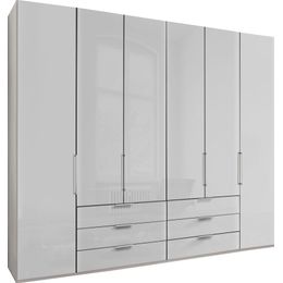 Falttürenschrank Wiemann "Monaco mit hochwertige Beschläge inkl. Schubladendämpfung" Schränke Gr. B/H/T: 246,9 cm x 216 cm x 58 cm, 6 St., weiß (weiß, glas weiß) Drehtürenschrank Kleiderschrank unempfindlichen Glasfront, Made in Germany