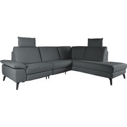 Ecksofa Alina, grau (blaugrau gba 29), B:243cm H:118cm T:210cm, Struktur GBA (100% Polyester), Sofas, Ecksofa, inkl. Kopfst&uuml;tzen, wahlweise mit Relaxfunktion, Breite: 243 cm
