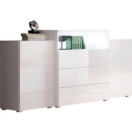 Sideboard Inosign "URBAN III" Sideboards Gr. H: 80,7 cm, matt und hochglanz, 3 St., weiß (weiß, hochglanz) Moderne Kommode mit 3 Schubladen und 4 Fächern, Breite 150 cm