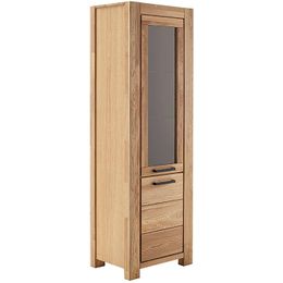 Vitrine MCA LIVING "SILIAS Vitrine Rechts", beige (naturfarben), B:65cm H:199cm T:45cm, Massivholz, Holzwerkstoff, Schränke, gedämpfte Türen