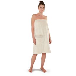 Möve Sarong MÖVE "Wellness" Hausmäntel Gr. Länge: 85 cm, beige (creme) mit Druckknöpfen