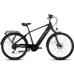 E-Bike SAXONETTE "Deluxe Sport Man" E-Bikes Gr. 48 cm, 28 Zoll (71,12 cm), schwarz (schwarz matt) Pedelec, Elektrofahrrad für Damen u. Herren, Cityrad