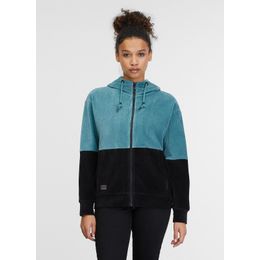 Kapuzensweatjacke Ragwear "COLBIE BLOCK ZIP" Gr. XXL (44), grün (ocean green) Damen Sweatjacken in Cord Optik und Colorblock