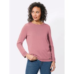 Rundhalspullover Casual Looks "Rundhals-Pullover" Gr. 36, rosa (rosenquarz) Damen Pullover