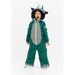 Schneeoverall WeeDo "BOMONDO" Gr. 116/128, grün (bottle green, silver) Jungen Overalls Hochfunktionaler Schneeanzug