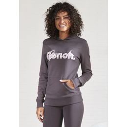 Kapuzensweatshirt BENCH. LOUNGEWEAR Gr. 44/46, grau (stone) Damen Sweatshirts mit Kängurutasche, Loungeanzug, Hoodie