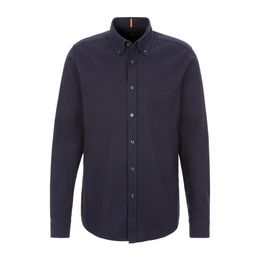 Flanellhemd BOSS Orange "Rickert_M" Gr. L, N-Gr, blau (dark blue404) Herren Hemden mit Button-down-Kragen