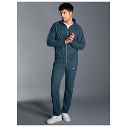 Jogginganzug TRIGEMA "TRIGEMA Freizeitanzug-Set" Gr. L, blau (jeans-melange) Herren Sportanzüge