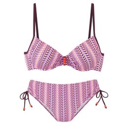 Bügel-Bikini Vivance Gr. 36, Cup E, rosa (rosa bedruckt) Damen Bikini-Sets mit Zierperlen