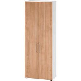 Hammerbacher Aktenschrank 968T6, V968T6/W/N/BS weiß, nussbaum 5 Fachböden 80,0 x 42,0 x 215,6 cm