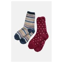 Seasalt Cornwall 2er Set Damensocken Rot Blau Fairisle Flauschig