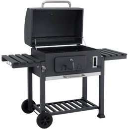 Holzkohlegrill Tepro "Grillwagen Toronto XXL" Grills Gr. B/H/T: 152cm x 137cm x 73cm, grau (anthrazit/edelstahlfarben) BxTxH: 152x73x137cm, mit 2 Grillrosten und Pizzastein Vorrichtung