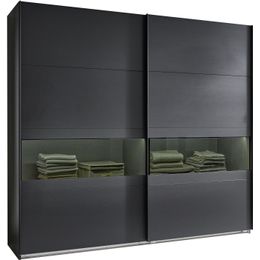 Schwebetürenschrank wimex "Easy Plus" Schränke Gr. B/H/T: 180cm x 208cm x 65cm, 2 St., schwarz (graphit/ rauchglas holmtüren graphit) mit Rauchglas Holmtüren