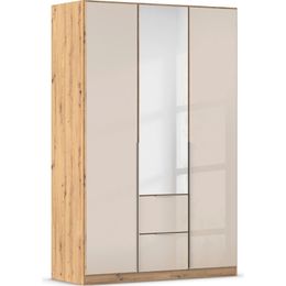 Drehtürenschrank Rauch "Kleiderschrank Kleiderschränke Schrank Garderobe AGORDO mit Glasfront" Schränke Gr. B/H/T: 136 cm x 210 cm x 54 cm, 3 St., beige (eiche artisan, glas champagner) mit Außenschubkästen, in 6 Breiten und 2 Höhen MADE IN GERMANY