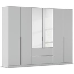 Drehtürenschrank Rauch "Kleiderschrank Schrank Garderobe AGORDO mit Dekor- oder Hochglanzfront" Schränke Gr. B/H/T: 271 cm x 210 cm x 54 cm, 6 St., grau (seidengrau) mit Außenschubkästen, in 6 Breiten und 2 Höhen MADE IN GERMANY